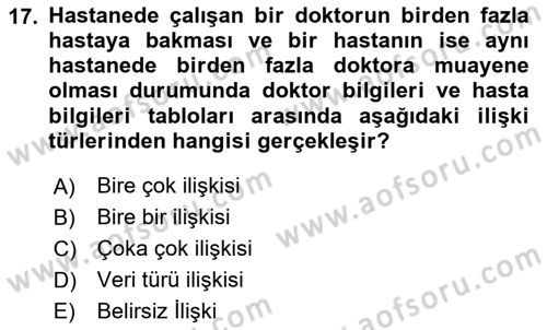 AÖF Veritabanı Sistemleri Dersi Ara Sınavı Deneme Sınav Soruları - AÖF Soru AÖF Veritabanı Sistemleri Dersi Ara Sınavı Deneme Sınav Soruları - AÖF Soru